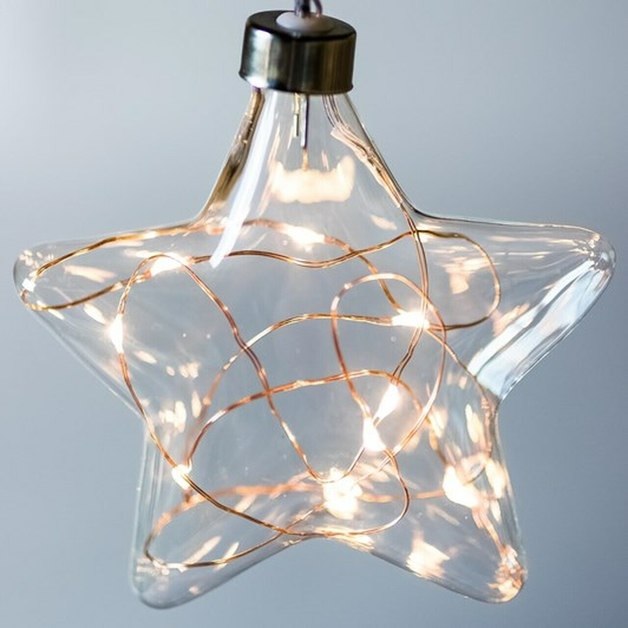 Hanging Glass Light Clear Star - Pennys Bookstore